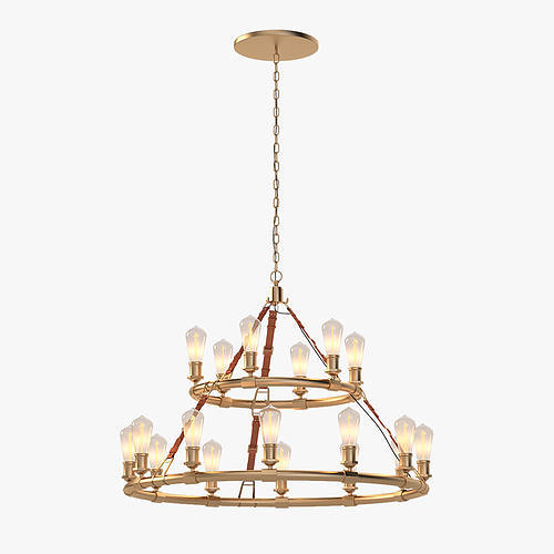 Huxley 18 Light 44 Inch Vintage Brass Chandelier 3D model | CGTrader