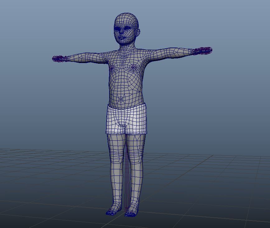 3D model Kid Realistic Games Base mesh character with rig and texture ...