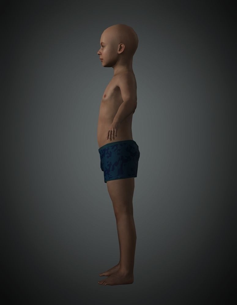 3D model Kid Realistic Games Base mesh character with rig and texture ...