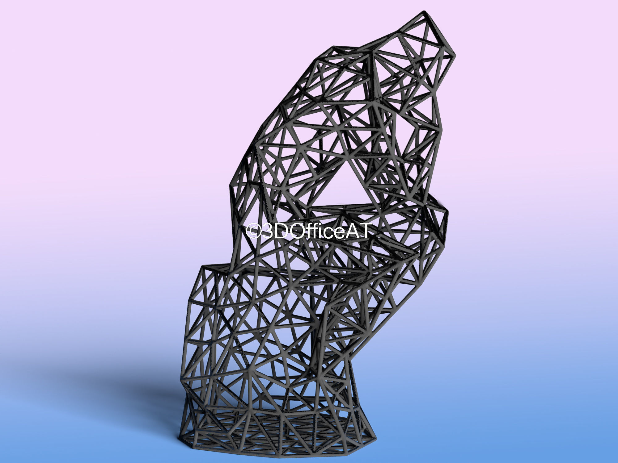 THE THINKER - WIRE FRAME ART 3D model 3D printable | CGTrader