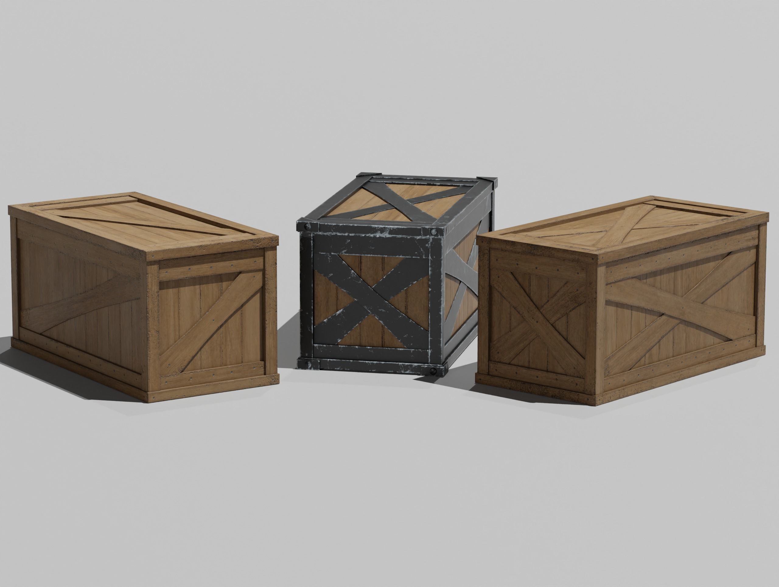 3D model Wooden Crate small Pack 1 PBR 6 VR / AR / low-poly | CGTrader