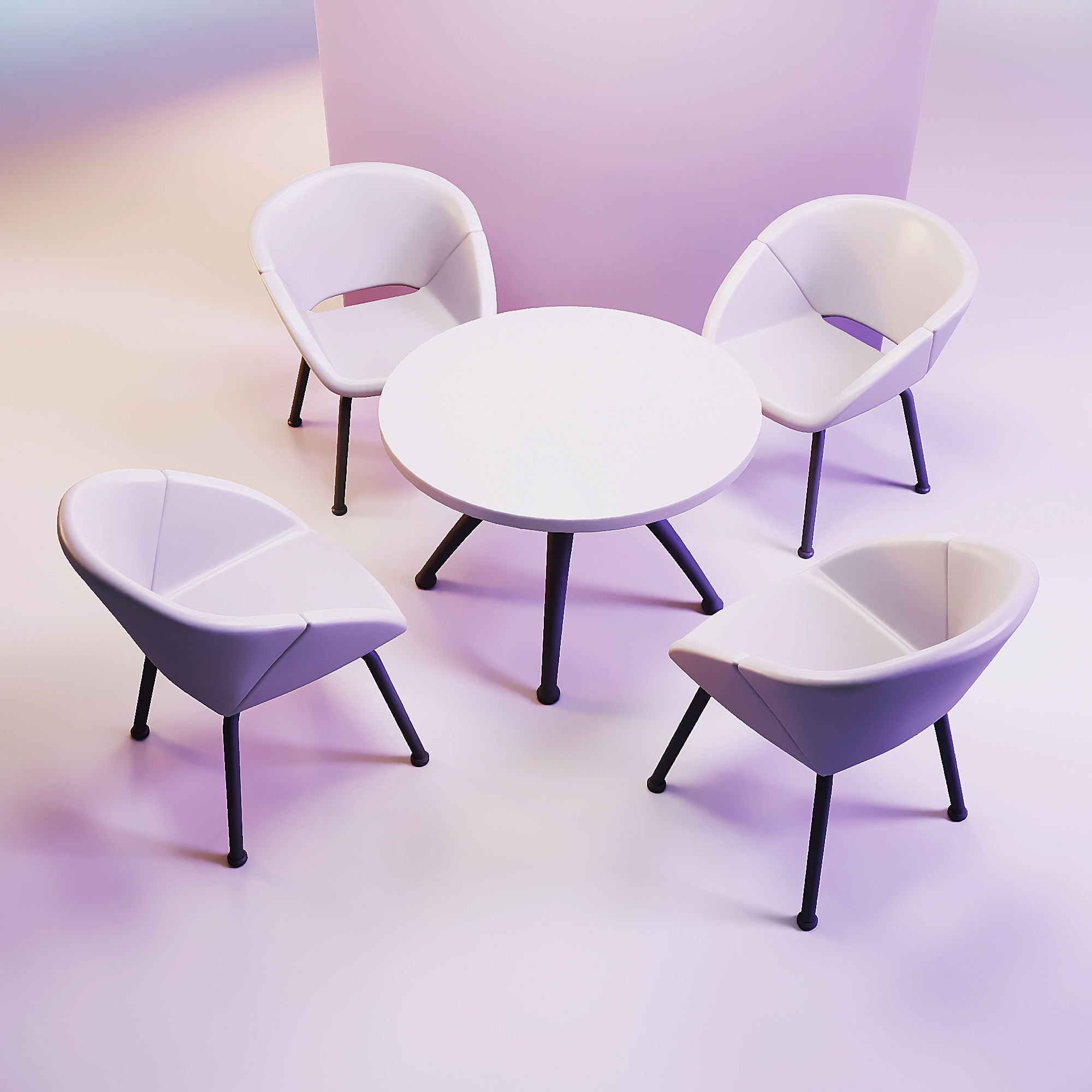 Doll table and chairs 3D model 3D printable | CGTrader