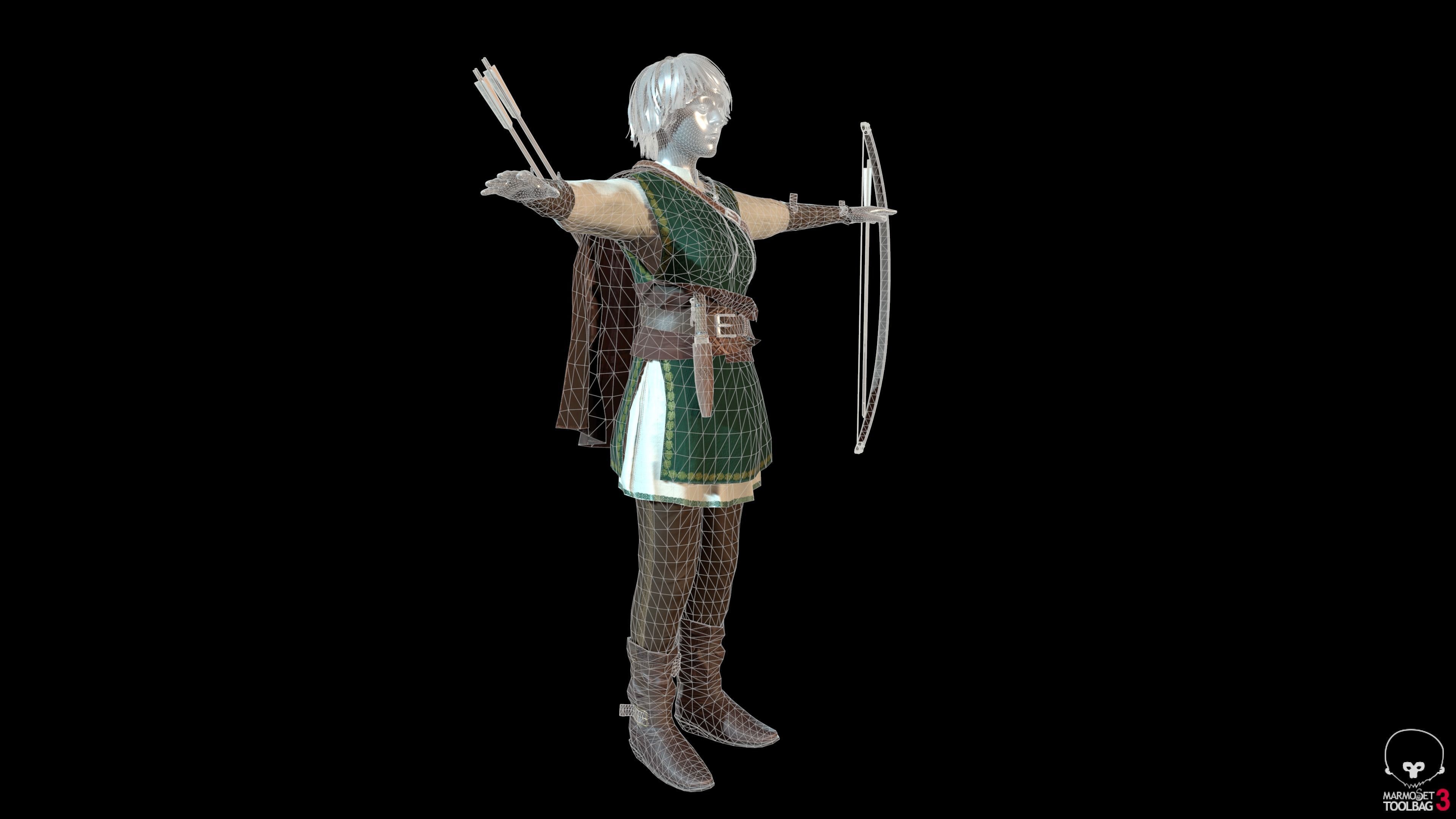 3D model Low Poly Realistic outfit of Archer Women VR / AR / low-poly ...
