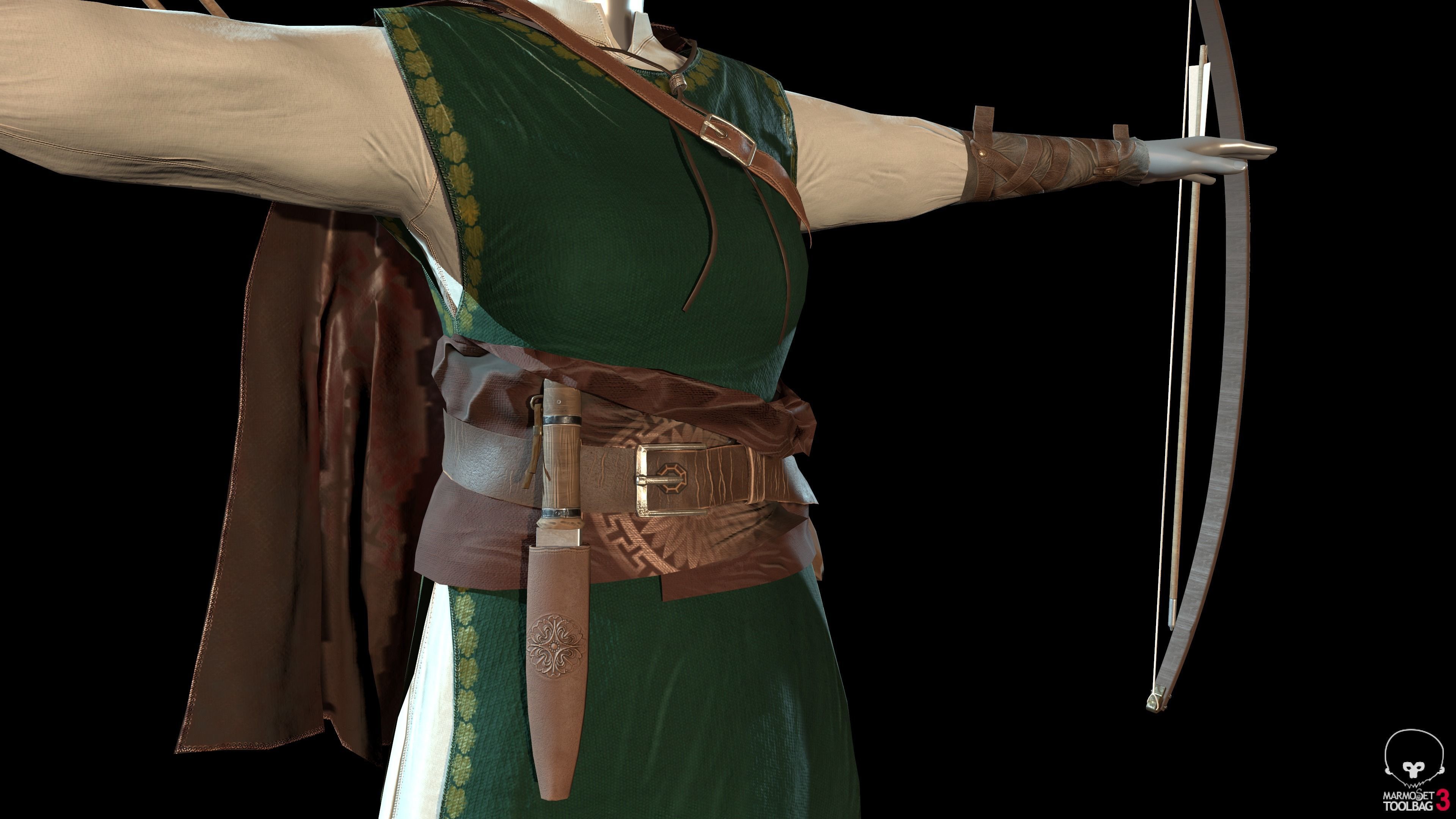 3D model Low Poly Realistic outfit of Archer Women VR / AR / low-poly ...