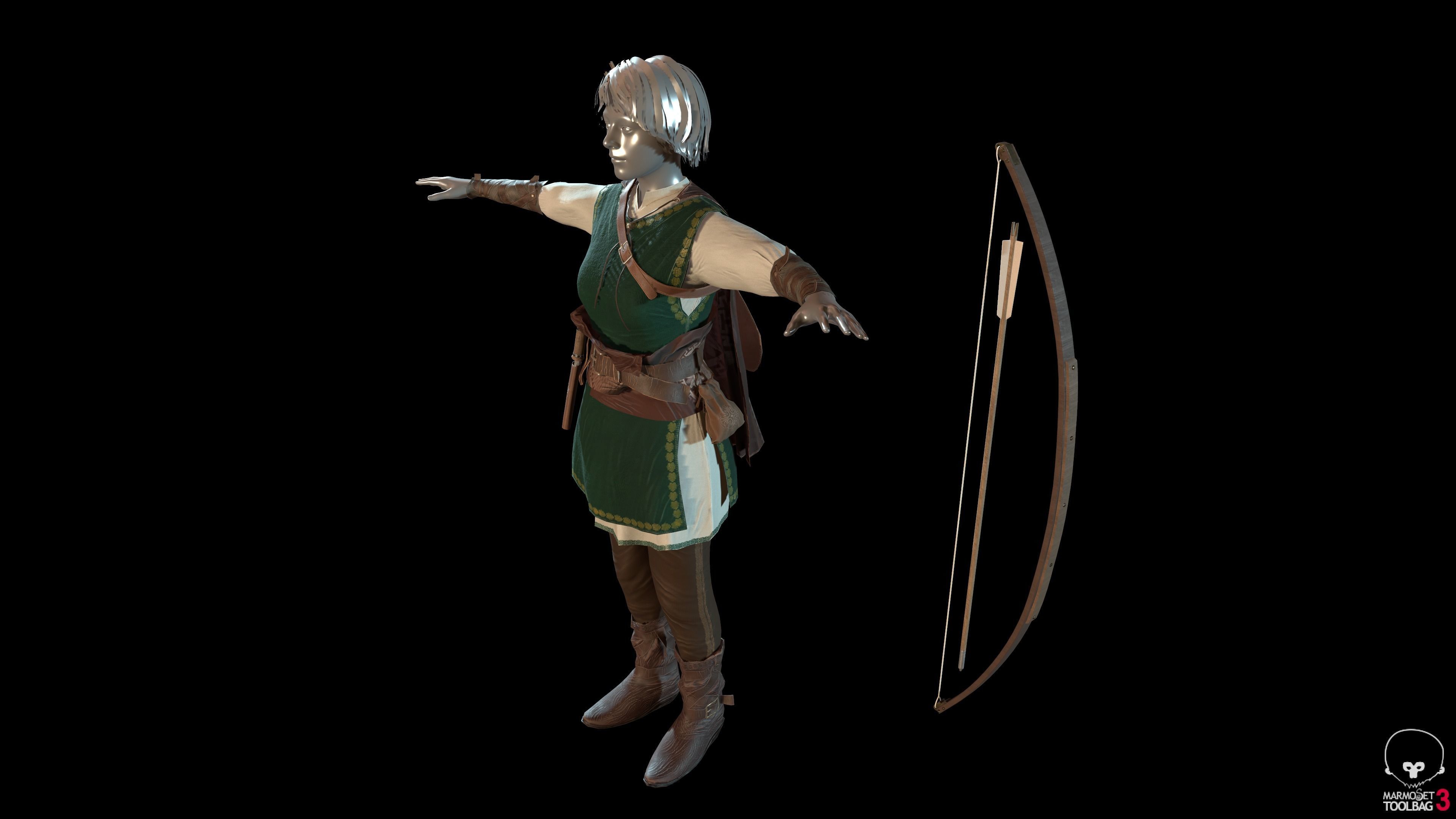 3D model Low Poly Realistic outfit of Archer Women VR / AR / low-poly ...