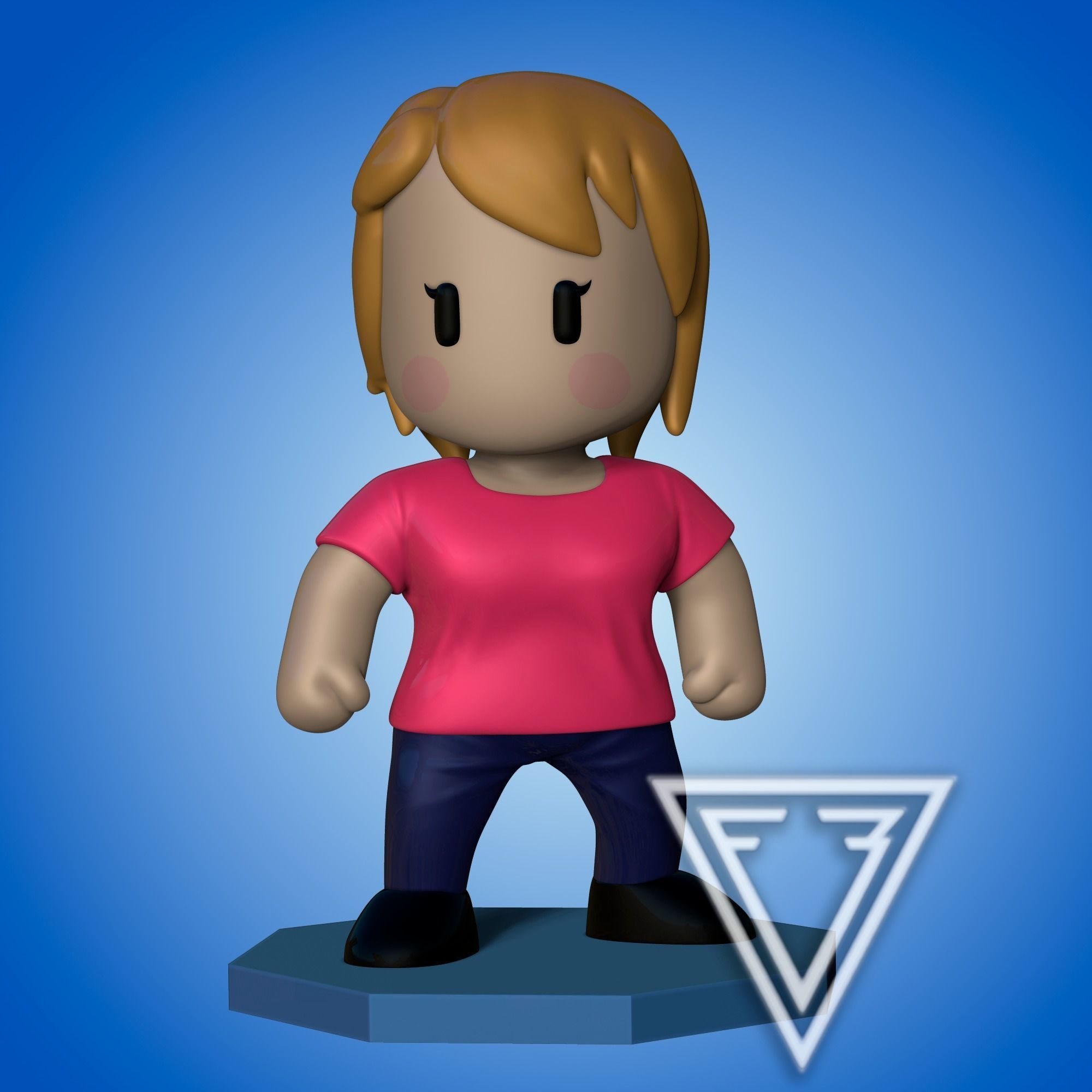 stumble guys Girl free 3D model 3D printable | CGTrader