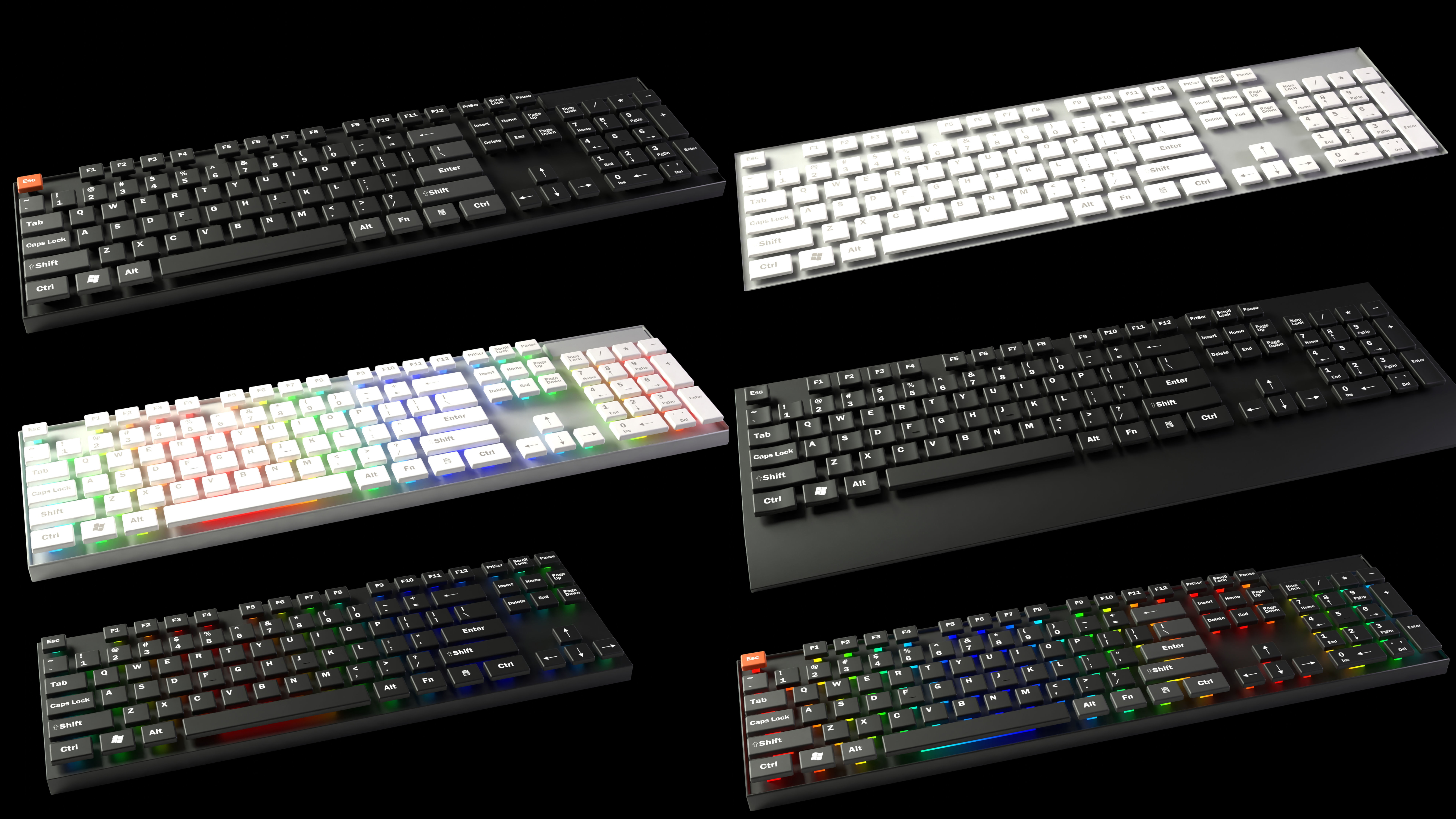 3D model Animated customizable keyboard automatic RGB typing animation ...