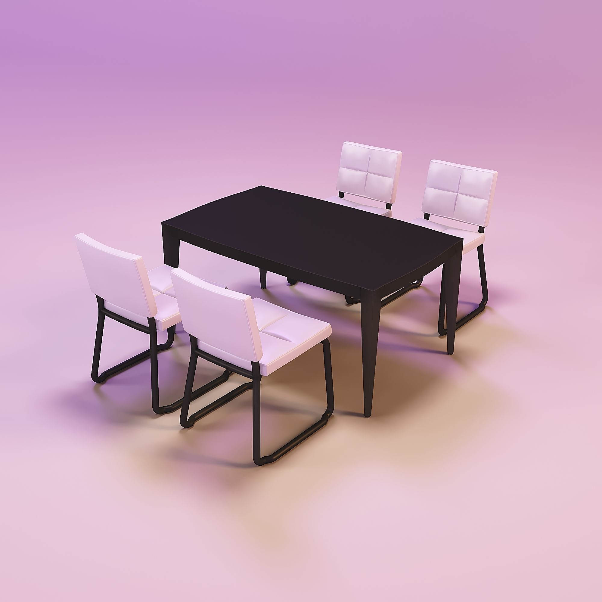 Barbie table and chairs 3D model 3D printable | CGTrader