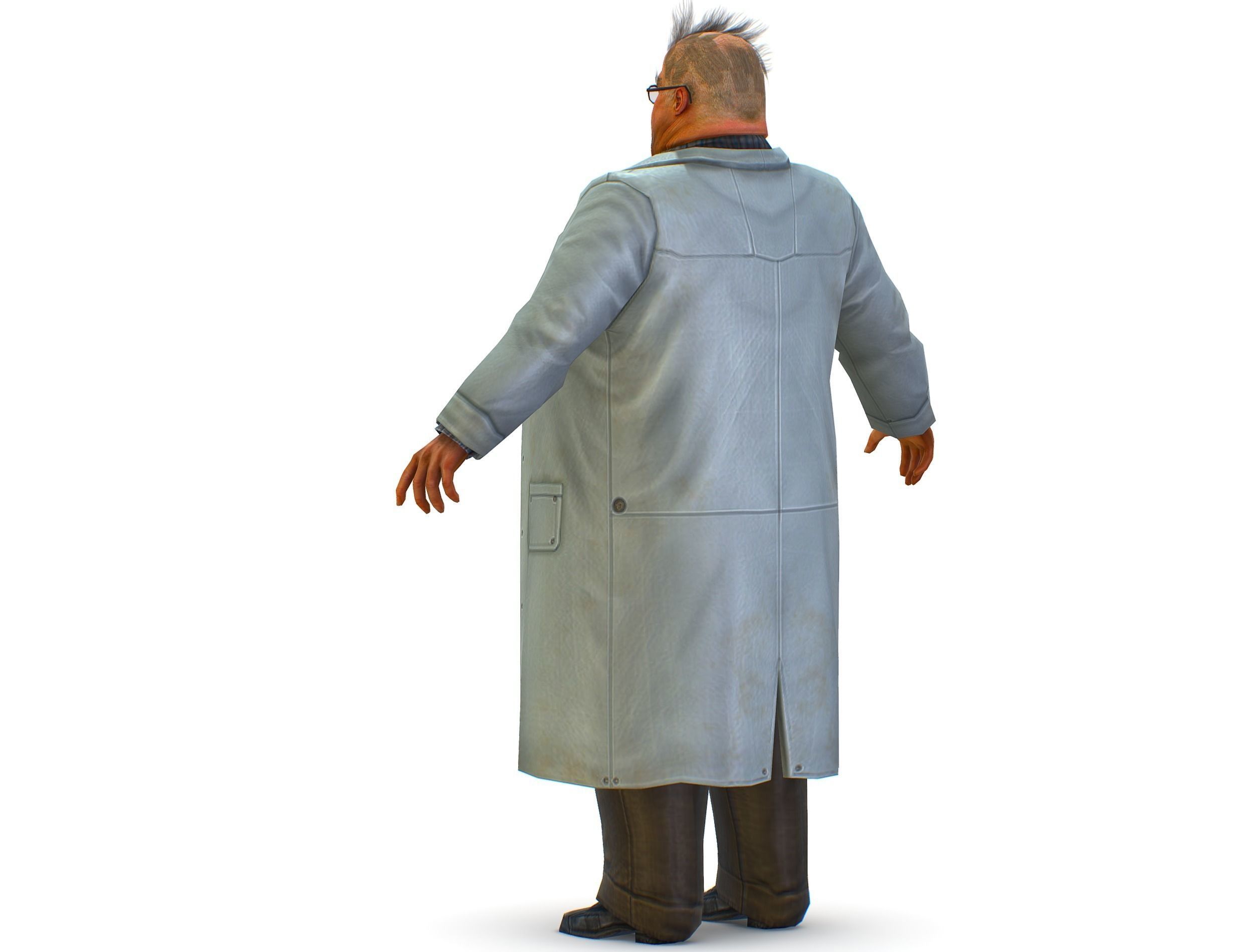 3D model a disheveled fat old man in a chemistry coat VR / AR / low ...