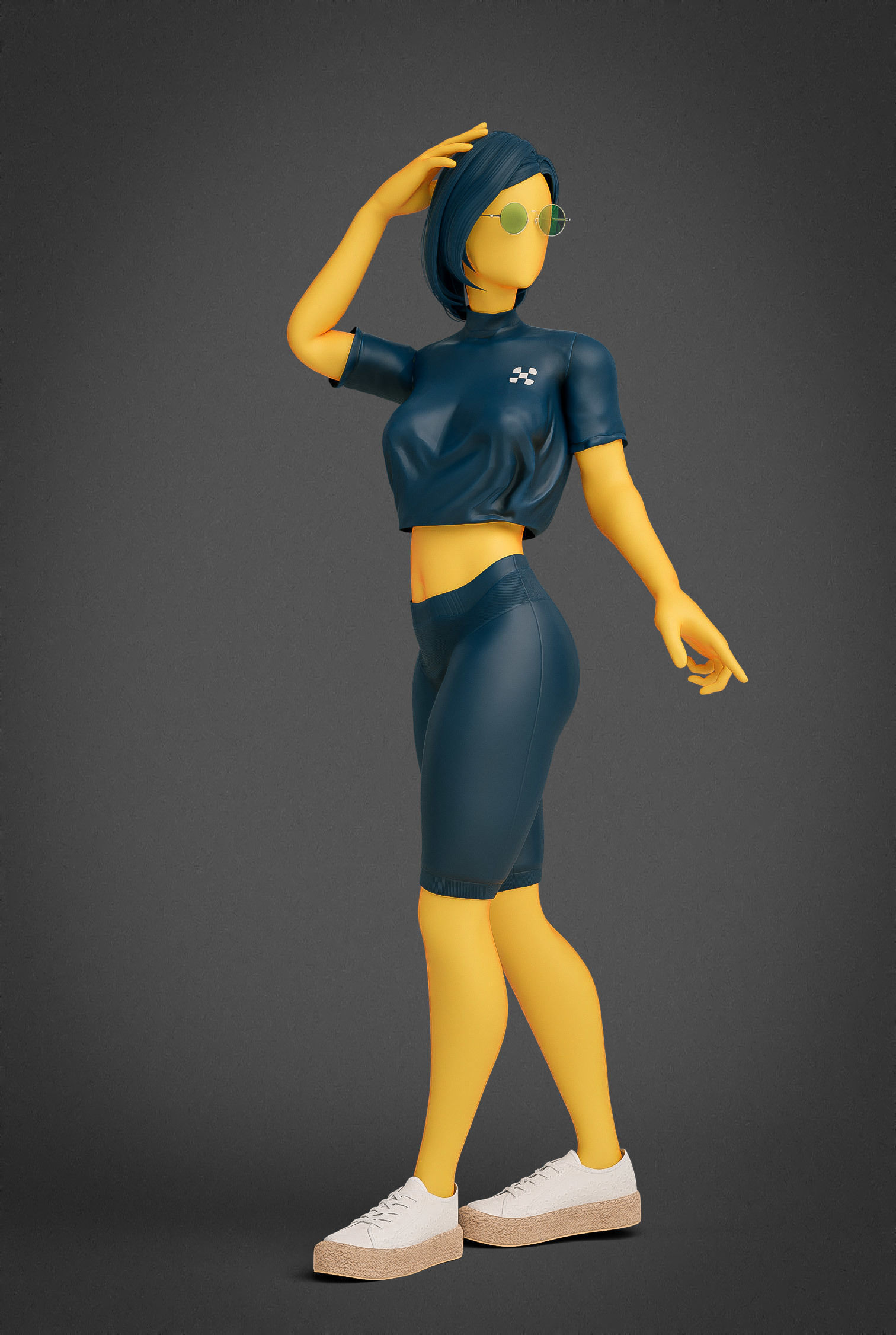 3D model Stylized motion design female character VR / AR / low-poly ...