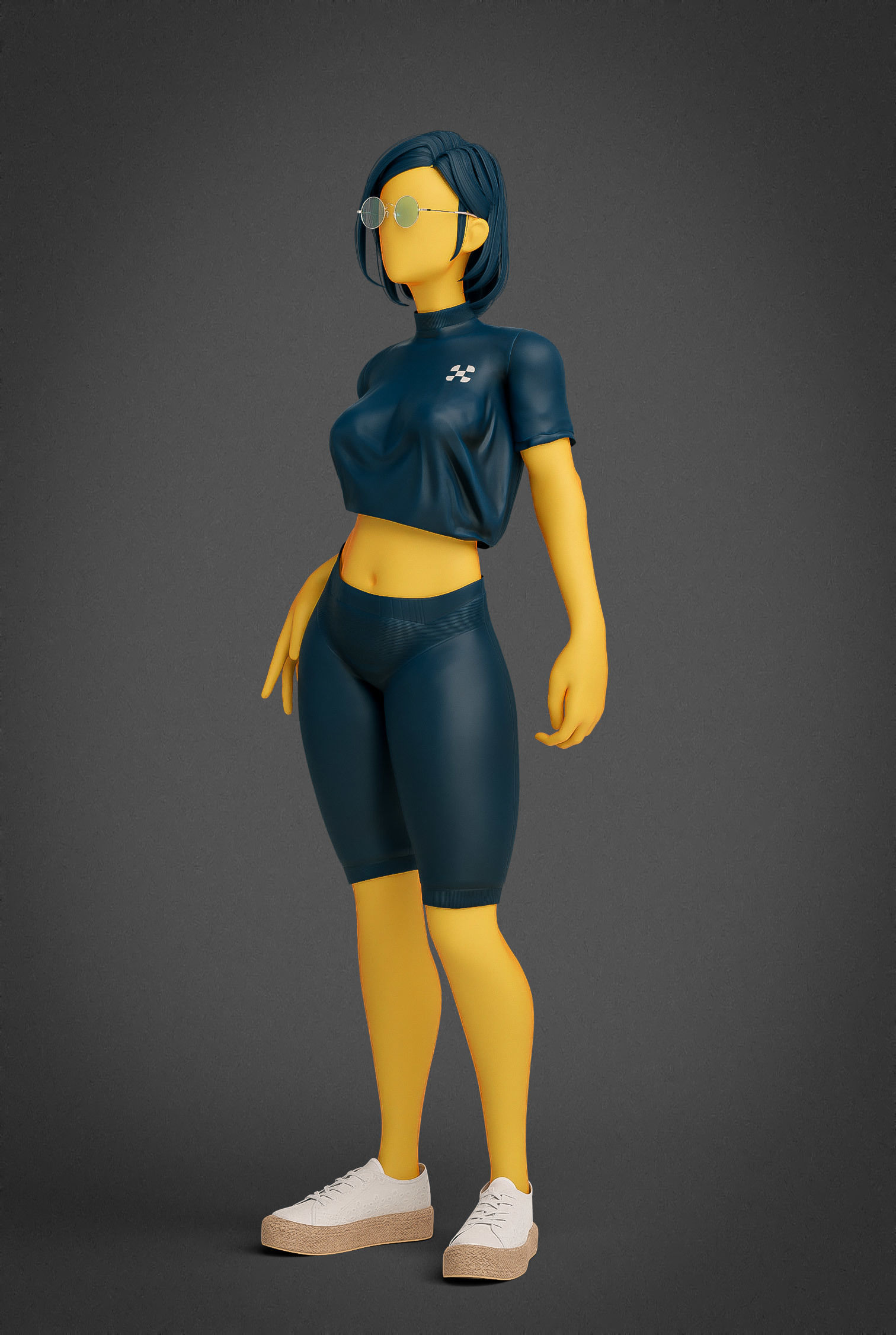 3D model Stylized motion design female character VR / AR / low-poly ...