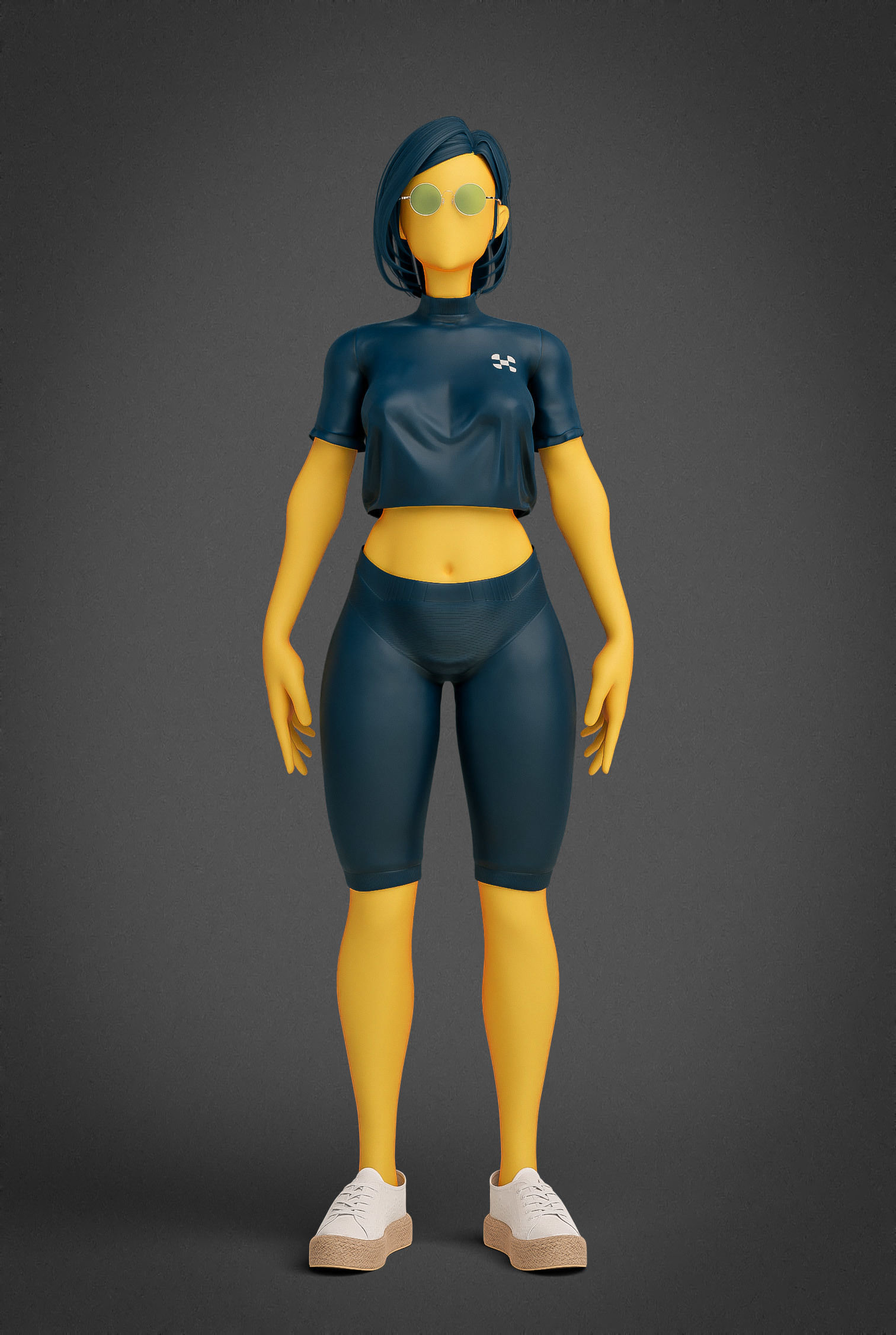 3D model Stylized motion design female character VR / AR / low-poly ...