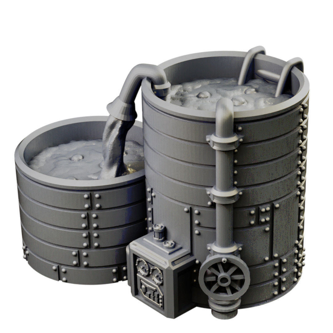 Chemical Factory Vats And Storage Tank Sci Fi Terrain 3D model 3D ...