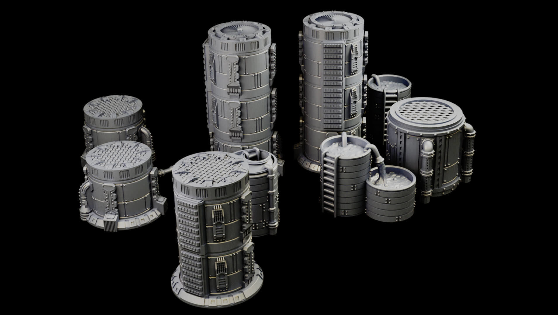 Chemical Factory Vats And Storage Tank Sci Fi Terrain 3D model 3D ...