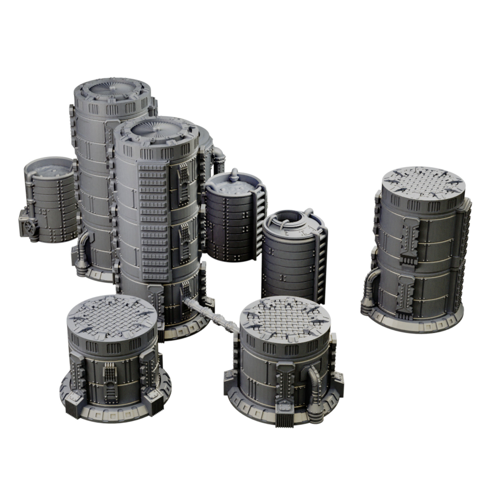 Chemical Factory Vats And Storage Tank Sci Fi Terrain 3D model 3D ...