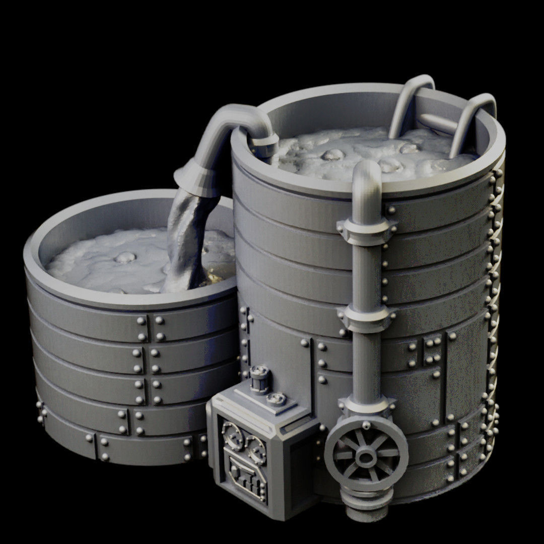 Chemical Factory Vats And Storage Tank Sci Fi Terrain 3D model 3D ...