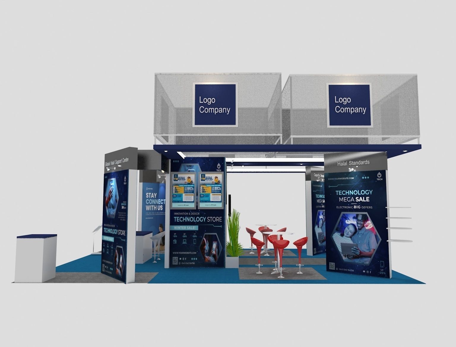 Island Booth-Tech 3D model | CGTrader