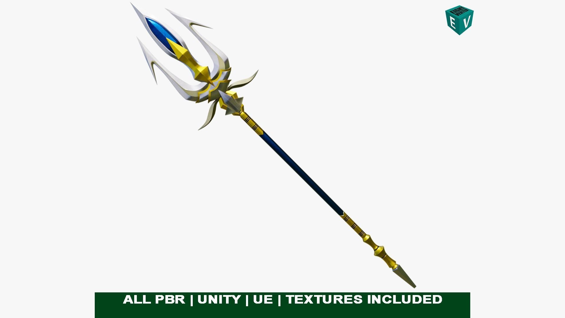 3D model Fantasy Trident 04 All PBR Unity UE Textures Included VR / AR ...
