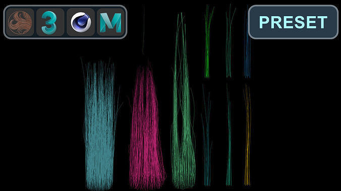 3D model Scene-preset to work with haircards Maya 3ds Max C4D VR / AR ...