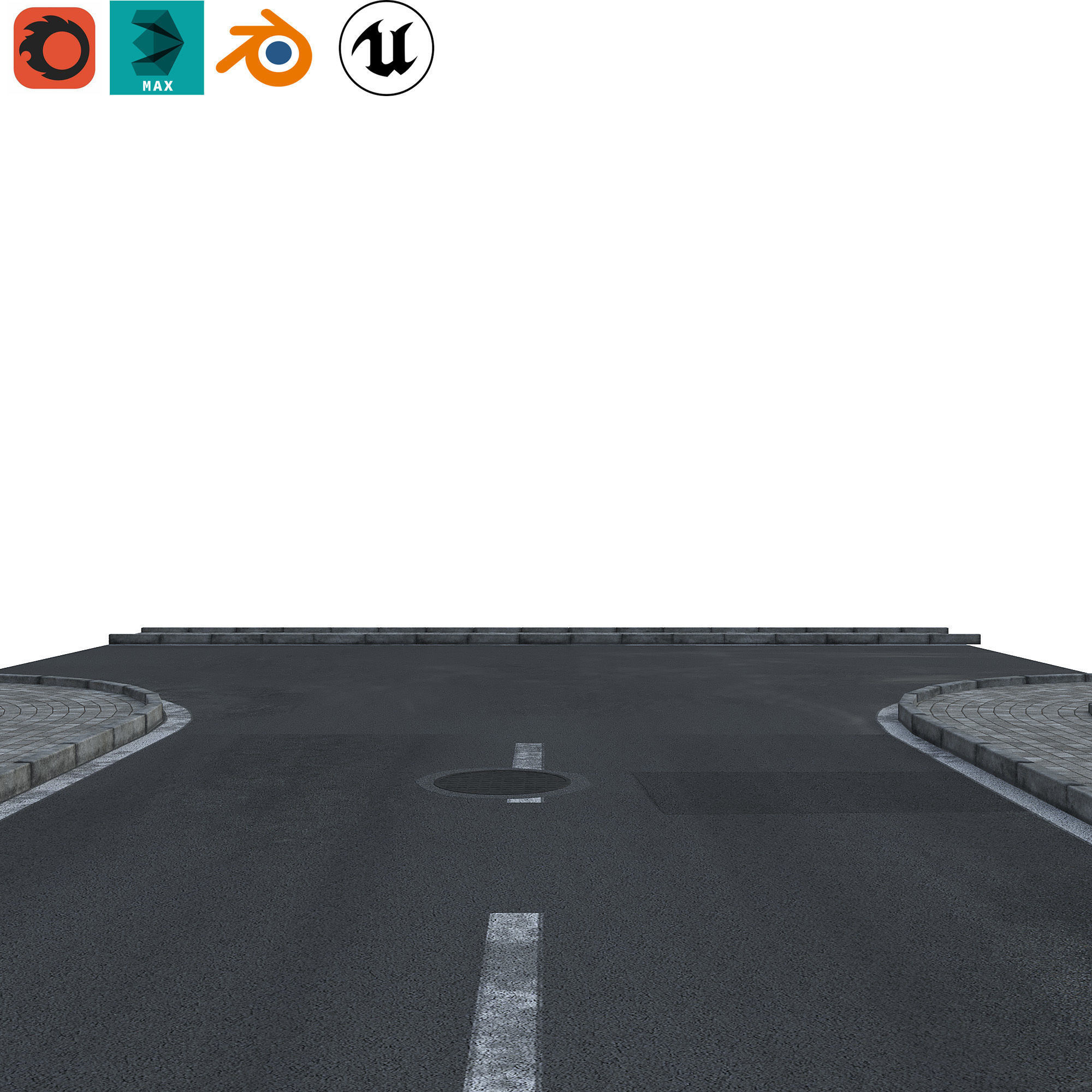 3D model city road asset exta low poly VR / AR / low-poly | CGTrader