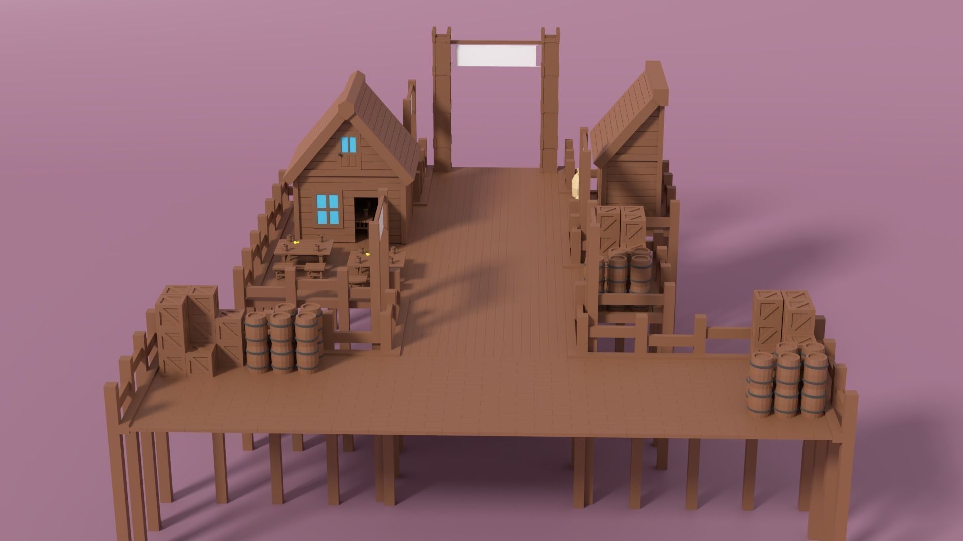 3D model Cartoon Medieval Port and Props VR / AR / low-poly | CGTrader