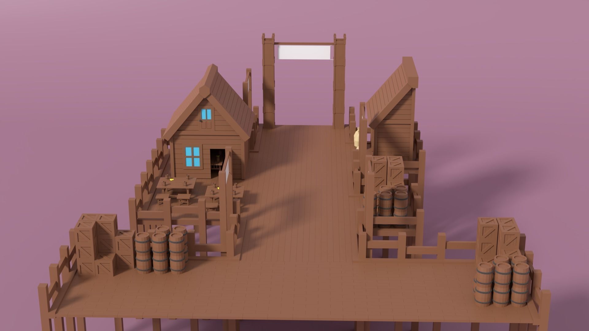 3D model Cartoon Medieval Port and Props VR / AR / low-poly | CGTrader