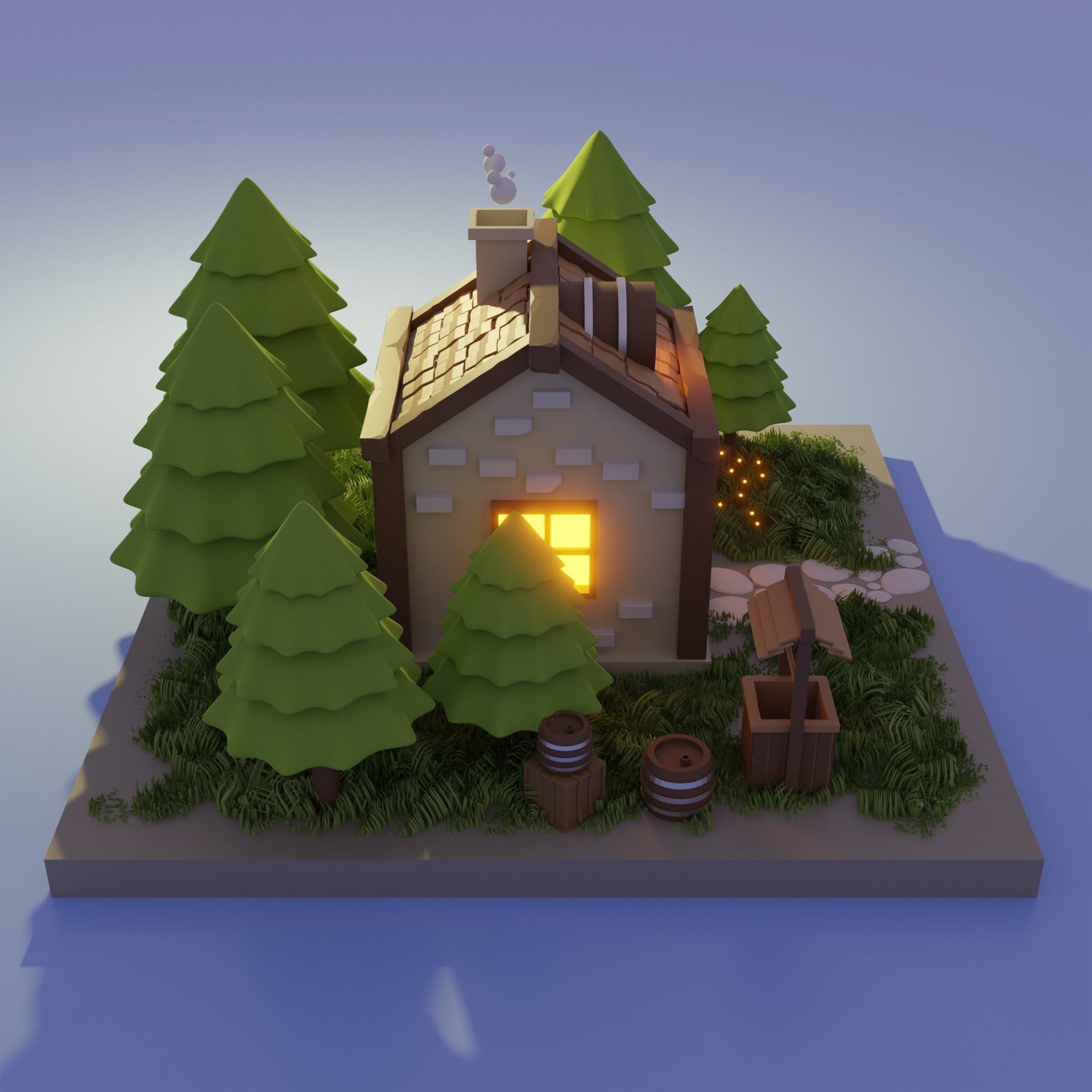 3D model House in the forest low-poly VR / AR / low-poly | CGTrader