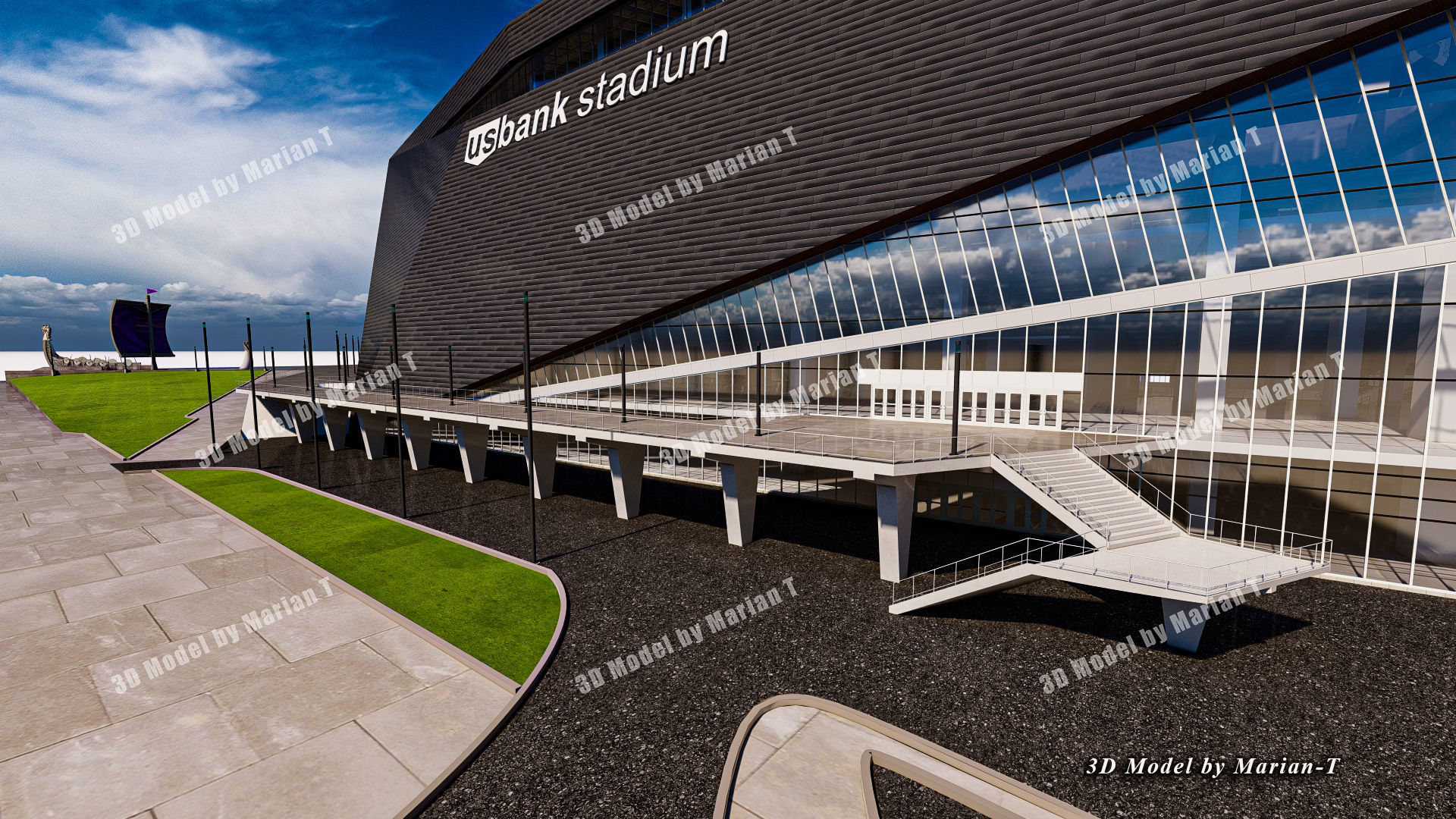 3D model US Bank Stadium - Minneapolis USA VR / AR / low-poly | CGTrader