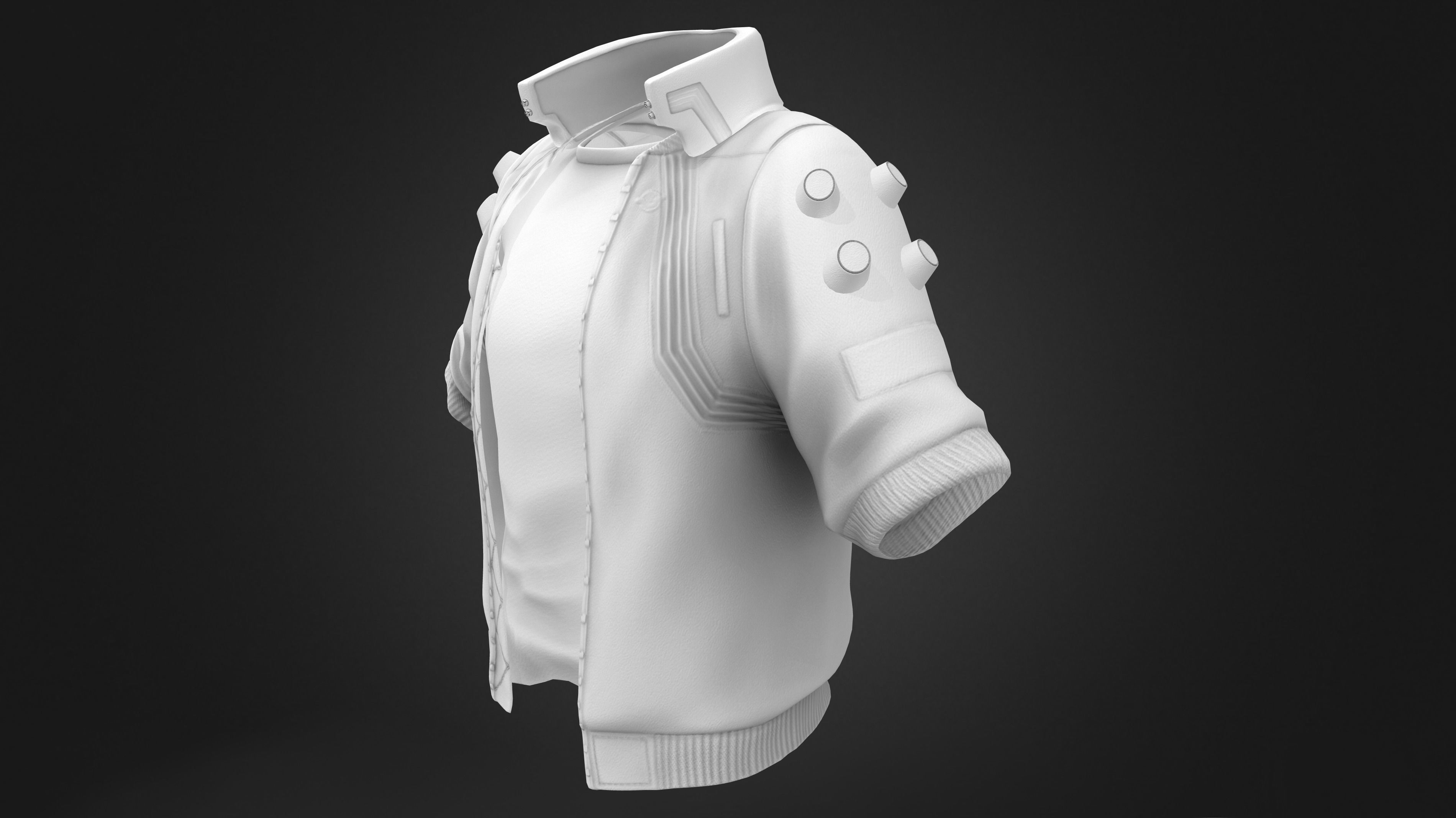 3D model Men Standing Collar Neon Collar Cyberpunk Crop Jacket and ...