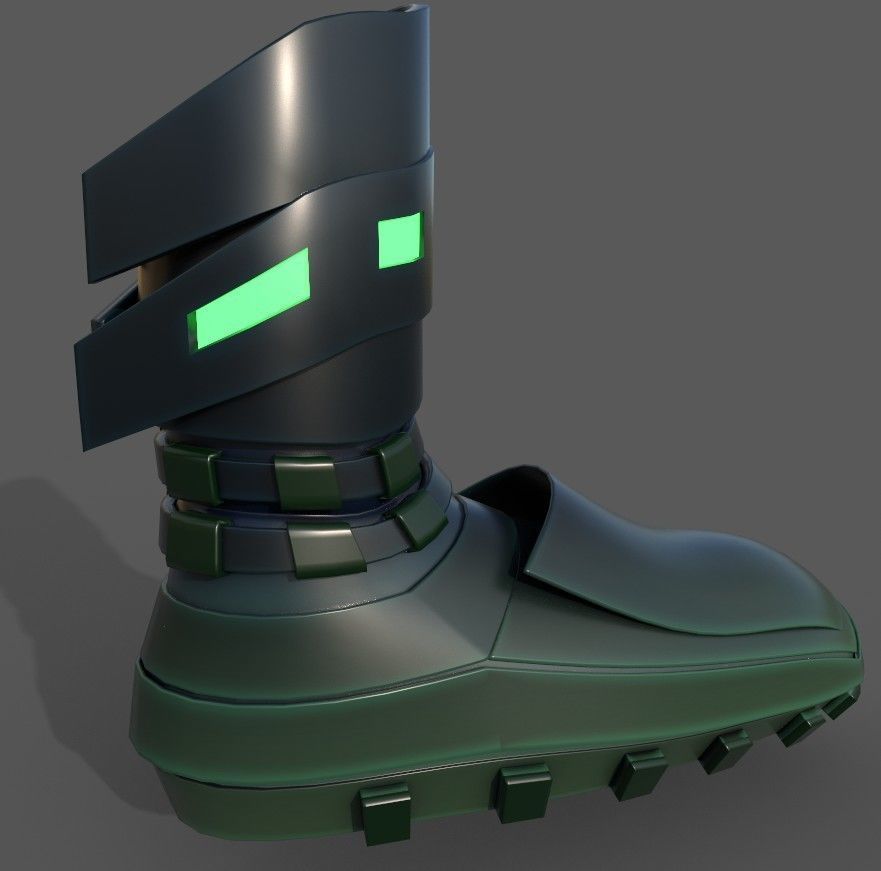 3D model stylized and realistic Sci-fi cyberpunk boots pack VR / AR ...