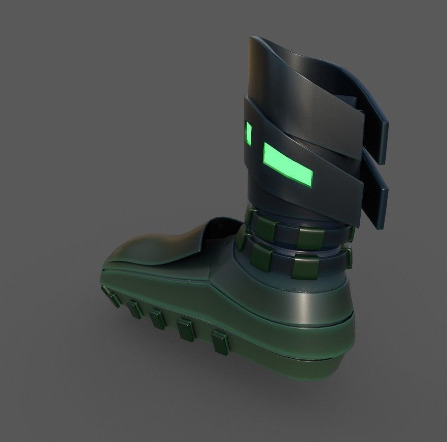 3D model stylized and realistic Sci-fi cyberpunk boots pack VR / AR ...