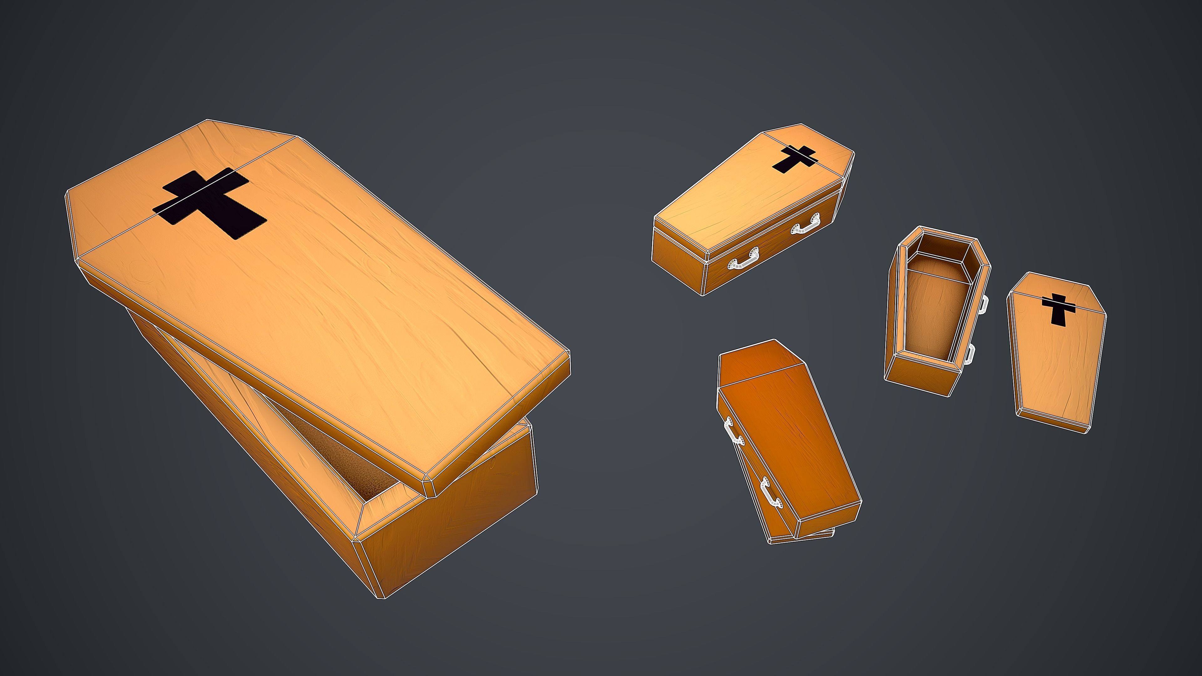 3D model COFFIN PARTS CARTOON STYLIZED VR / AR / low-poly | CGTrader