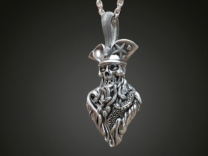 Pendant undead pirate skull snakes octopus tentacle 3D model 3D ...
