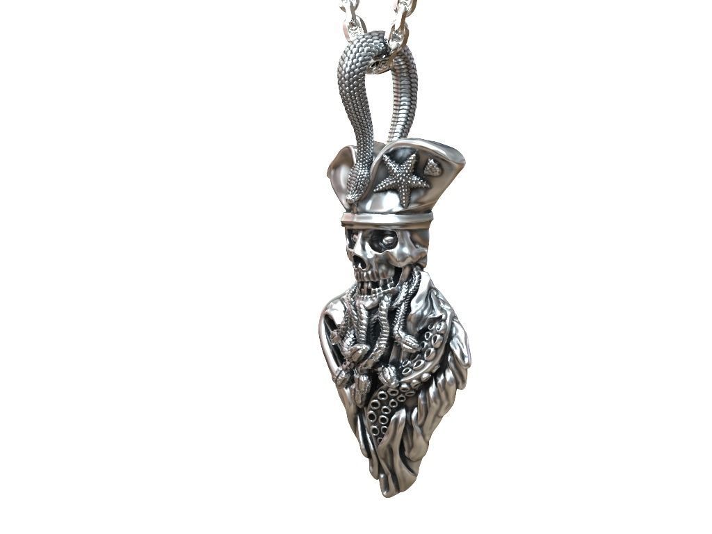 Pendant undead pirate skull snakes octopus tentacle 3D model 3D ...