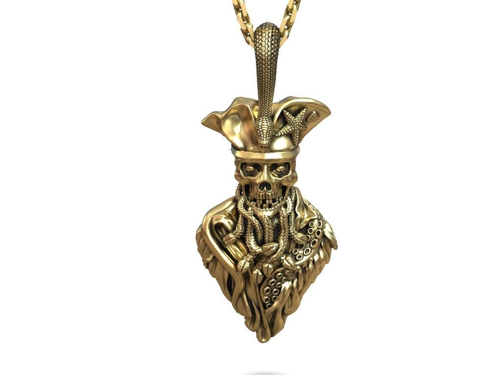 Pendant undead pirate skull snakes octopus tentacle 3D model 3D ...