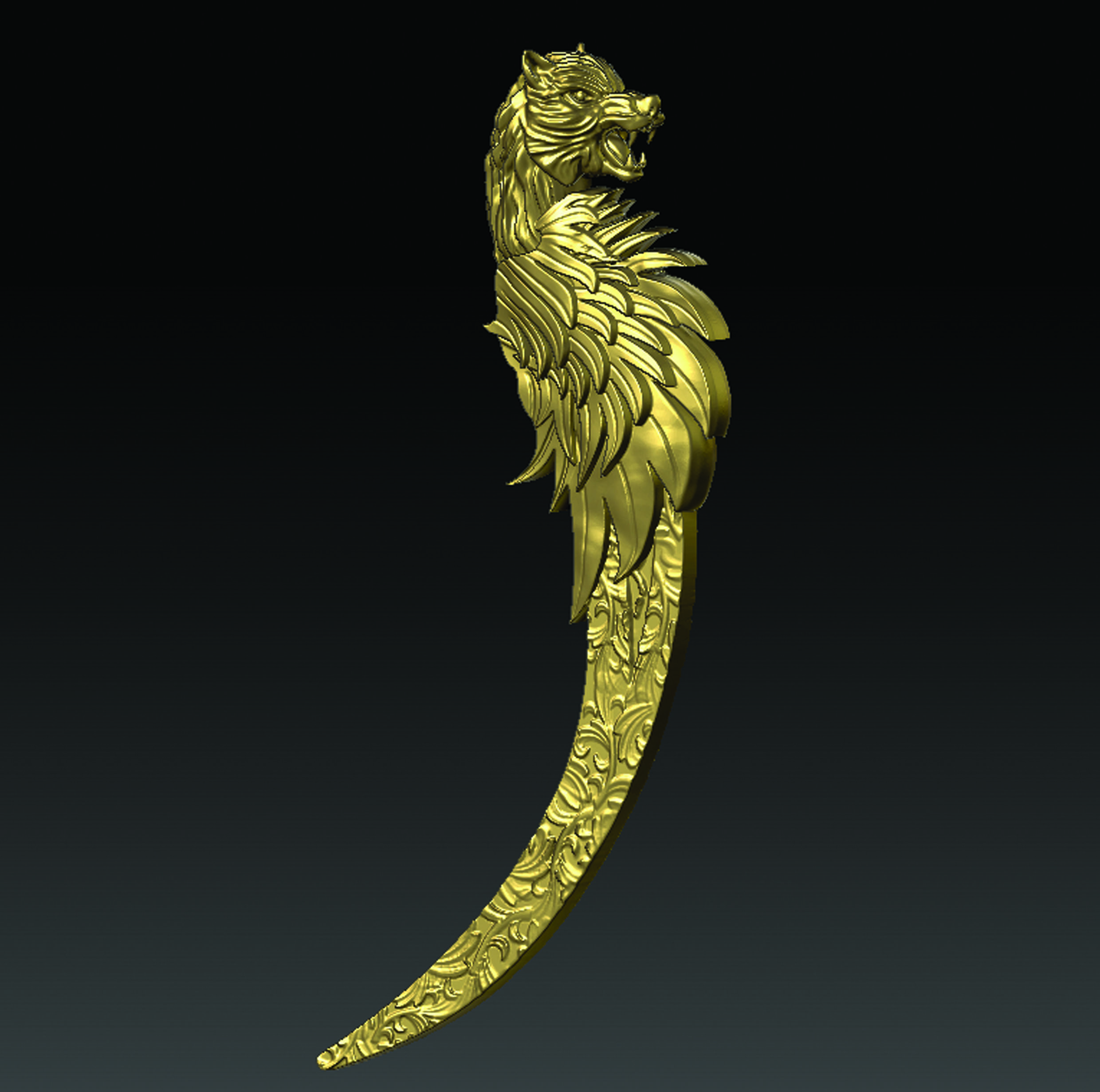 WOLF KNIFE 3D model 3D printable | CGTrader