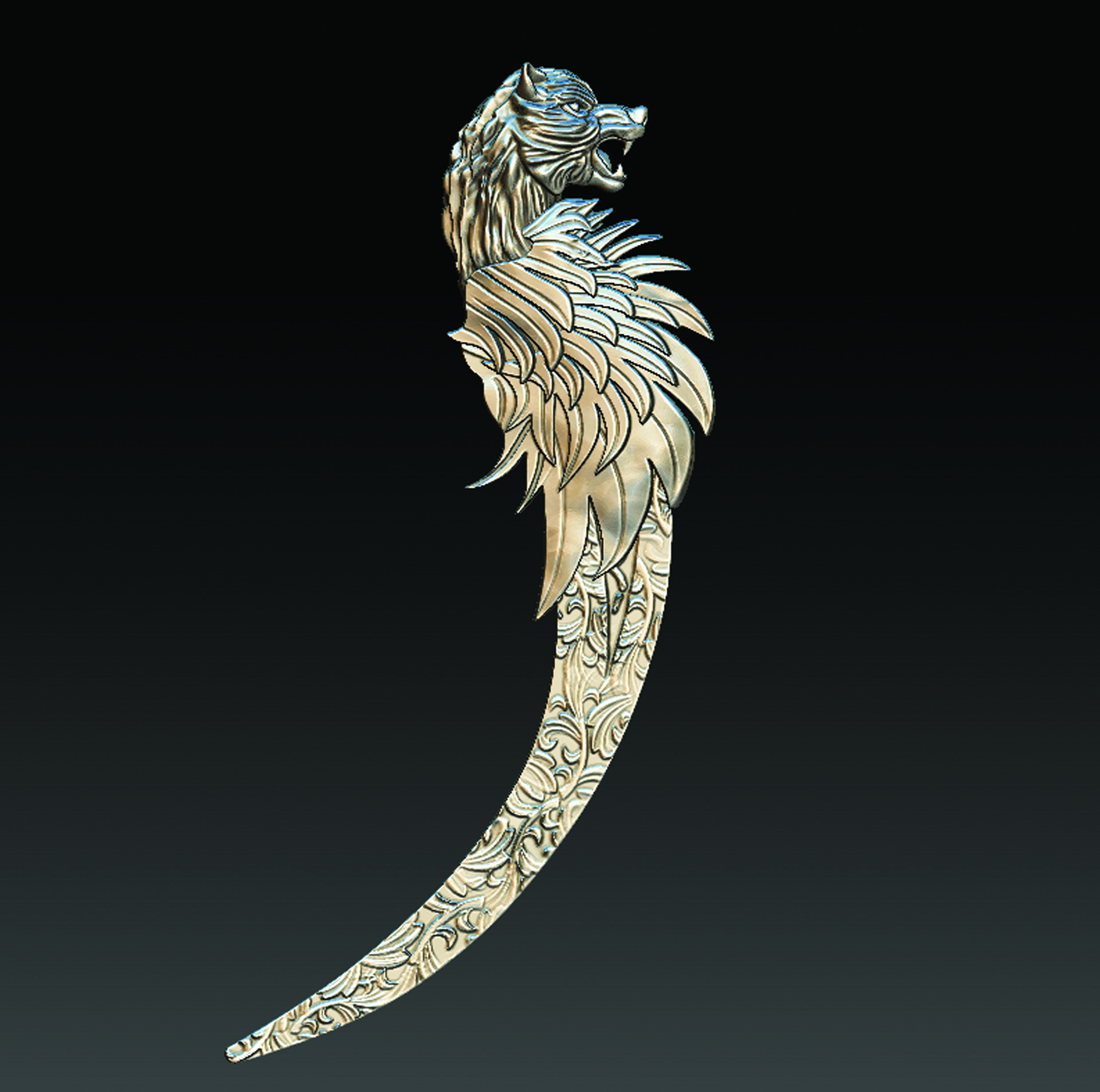WOLF KNIFE 3D model 3D printable | CGTrader