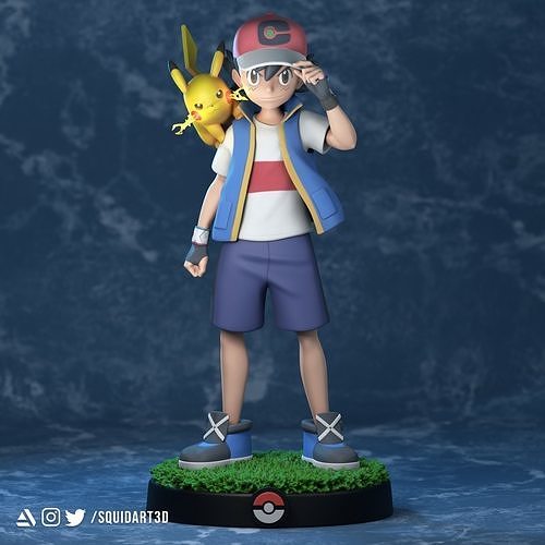 Ash - Satoshi and Pikachu - Pokemon Journeys Figure 3D model 3D ...