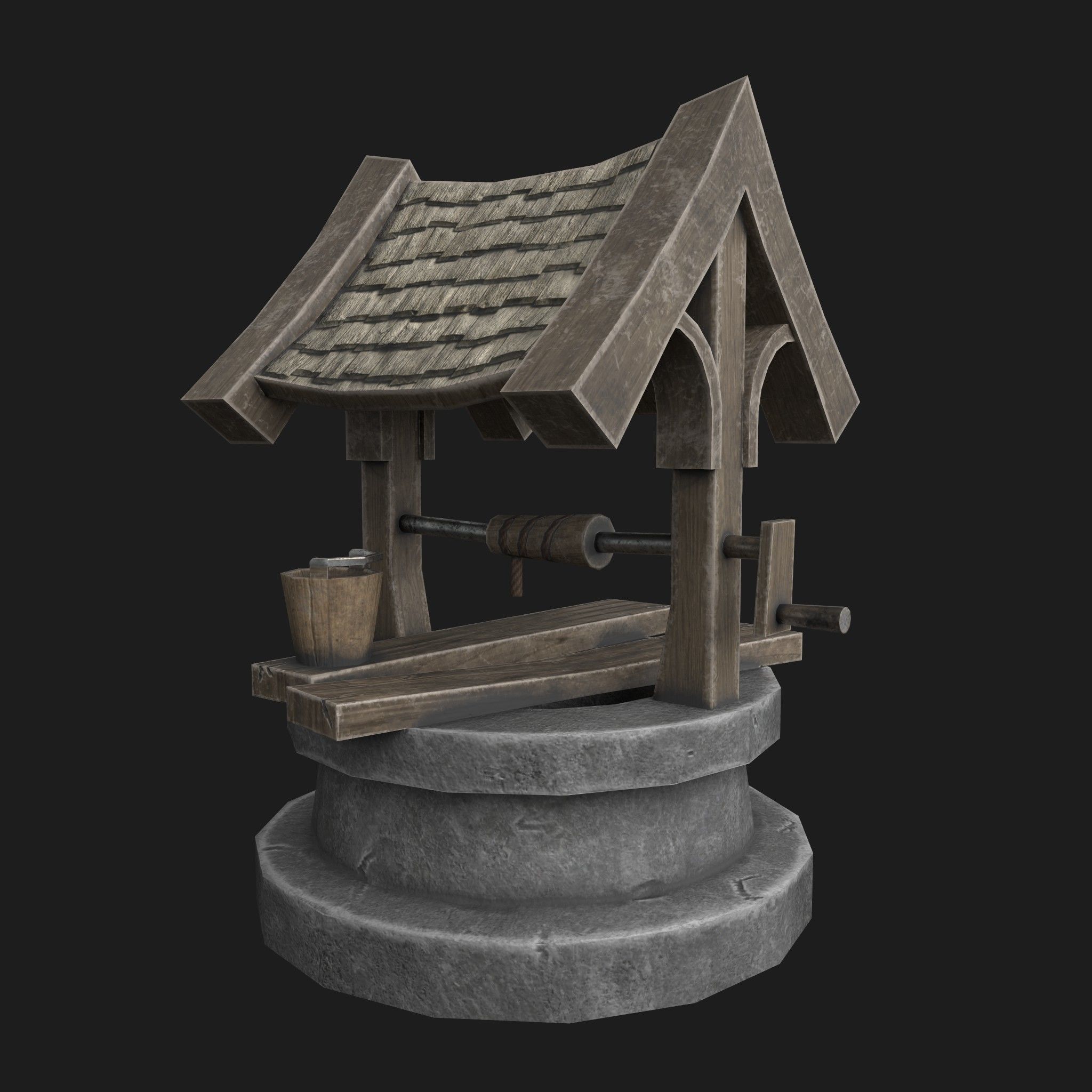 3D model Old low poly draw-well VR / AR / low-poly | CGTrader