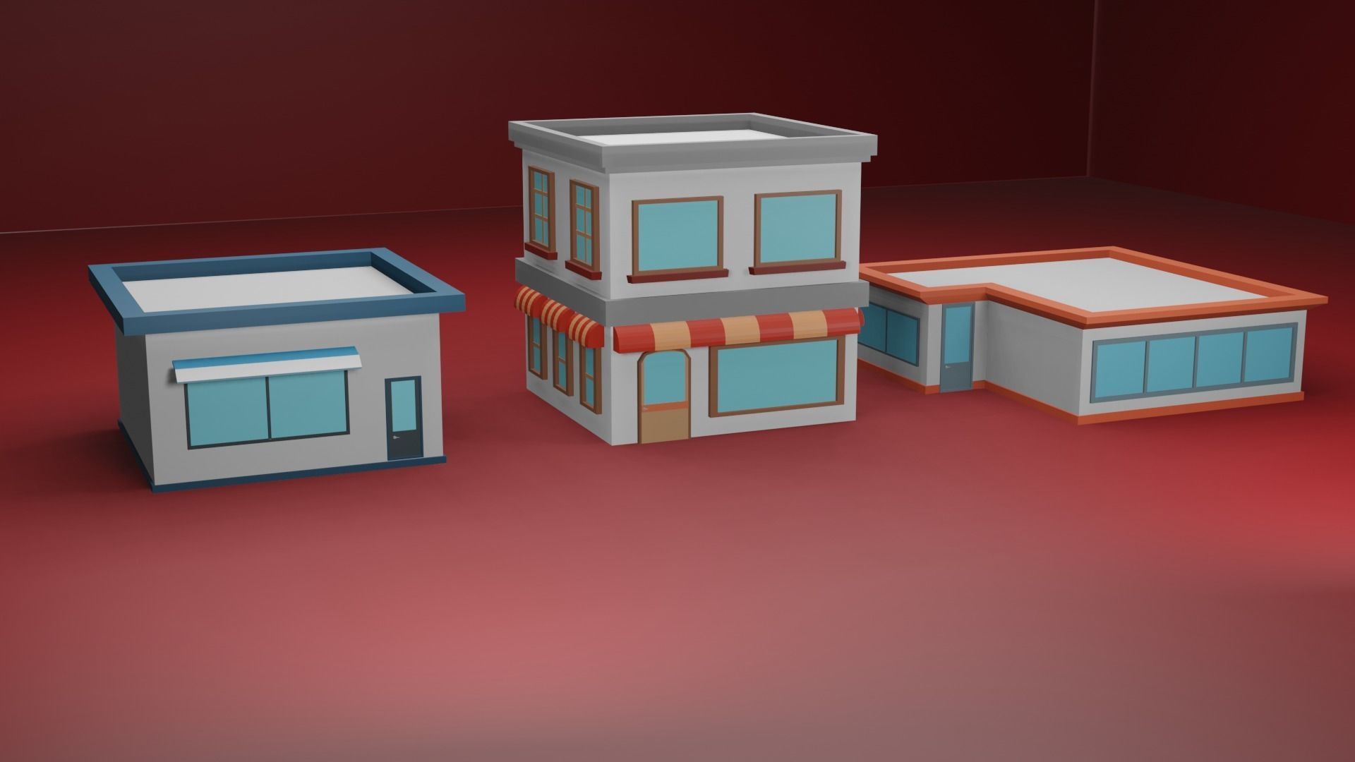 3D model 3D Low Poly Buildings VR / AR / low-poly | CGTrader