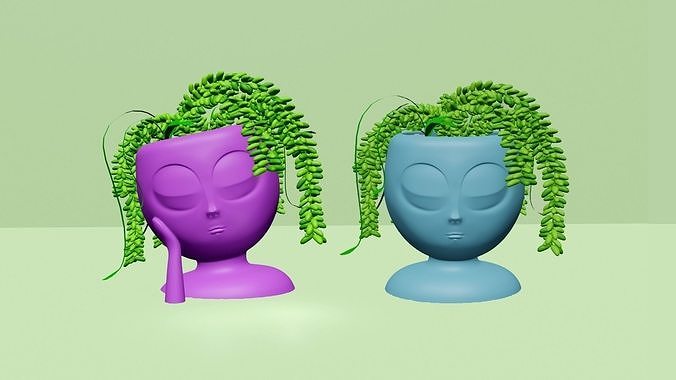 Woman Face Vases Succulent - Pair - STL Printable 3D model 3D printable | CGTrader