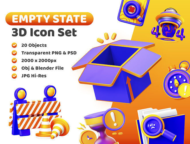 3D model Empty State Icon Pack 3D Model VR / AR / low-poly | CGTrader