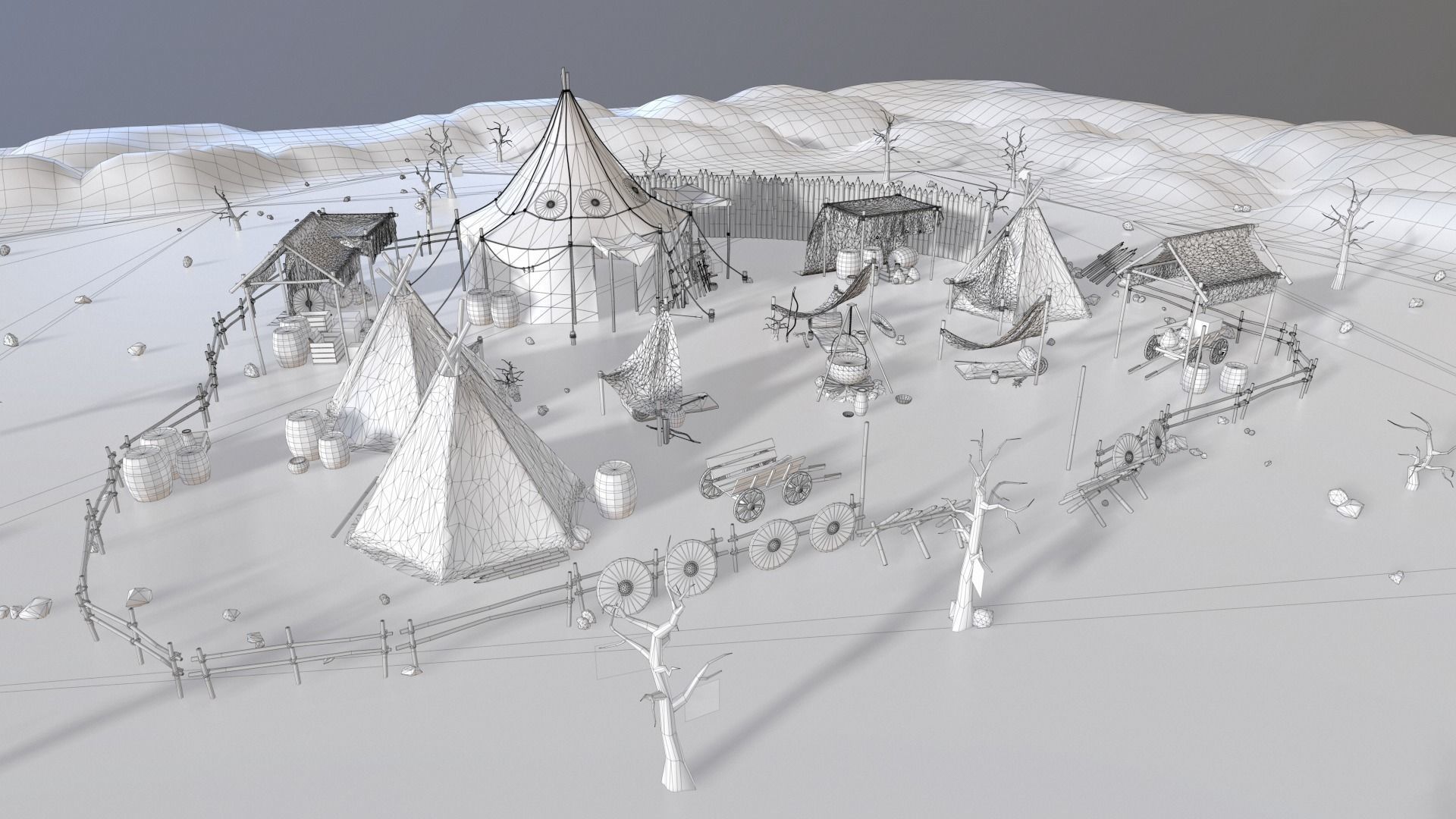 3D model Top-Down Barbarian Camp - LowPoly VR / AR / low-poly | CGTrader