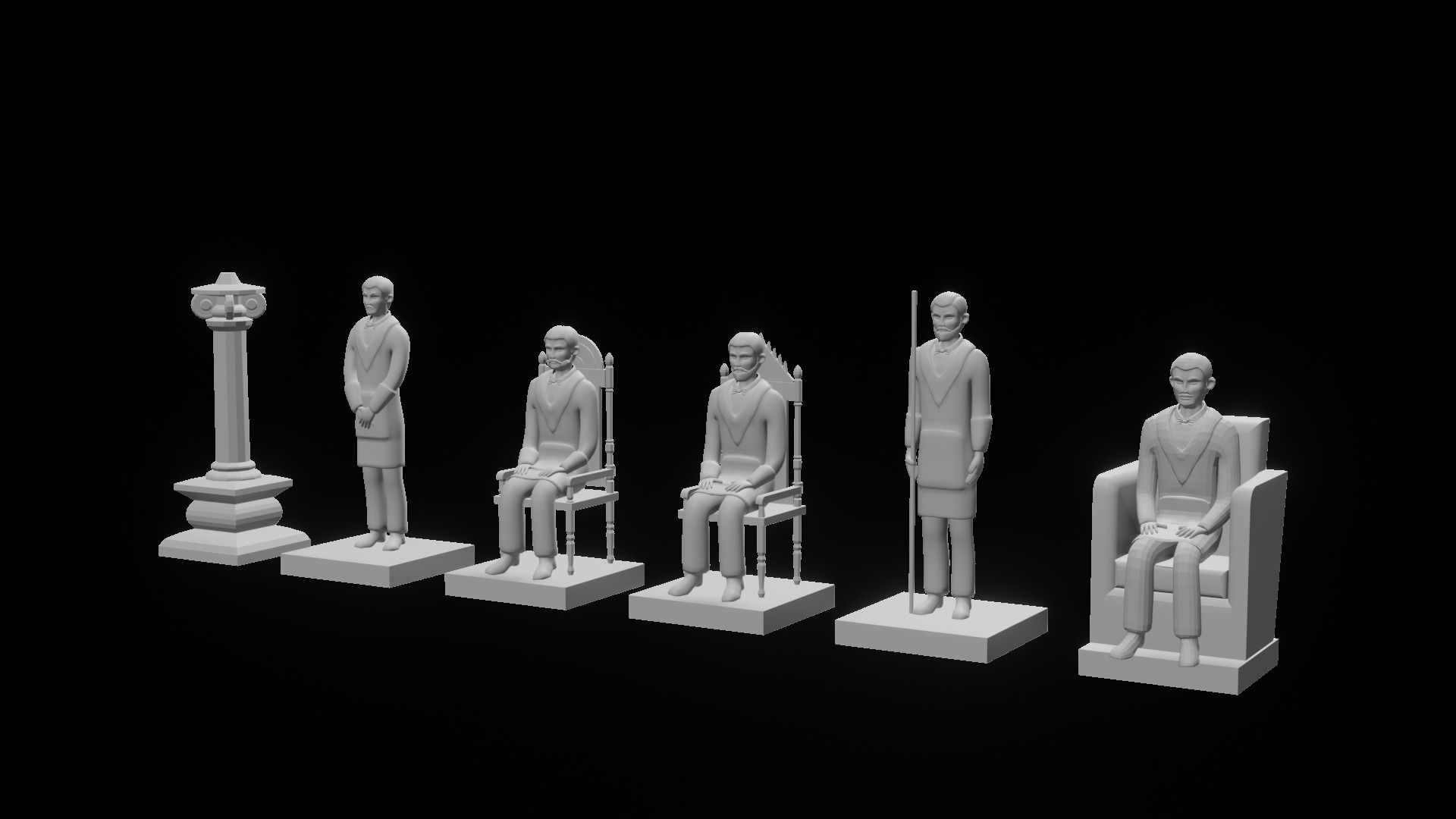 Masonic Outfit Chess Set 3D model 3D printable | CGTrader