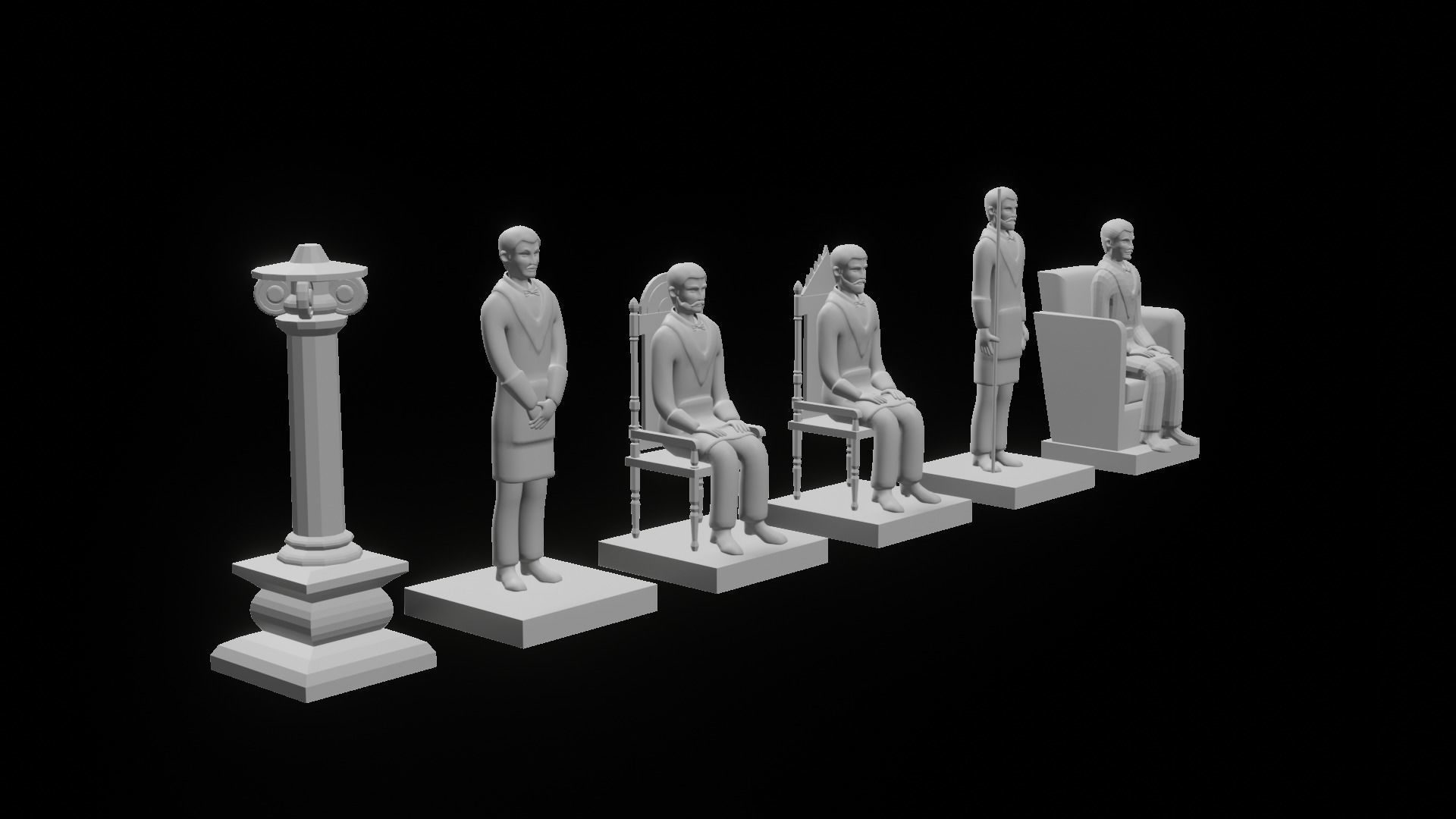 Masonic Outfit Chess Set 3D model 3D printable | CGTrader