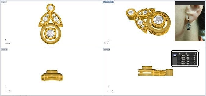 Earrings cad file 3D model 3D printable | CGTrader