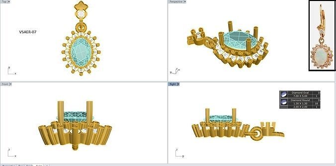 Earrings cad file 3D model 3D printable | CGTrader