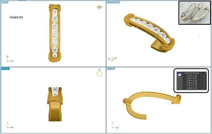 Earrings cad file 3D model 3D printable | CGTrader