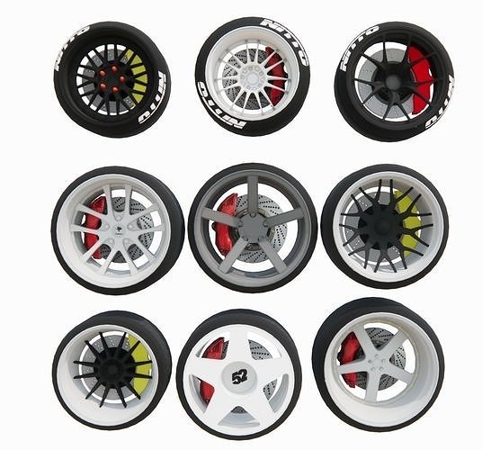 PACK-WHEEL RIMS TIRES free 3D model | CGTrader