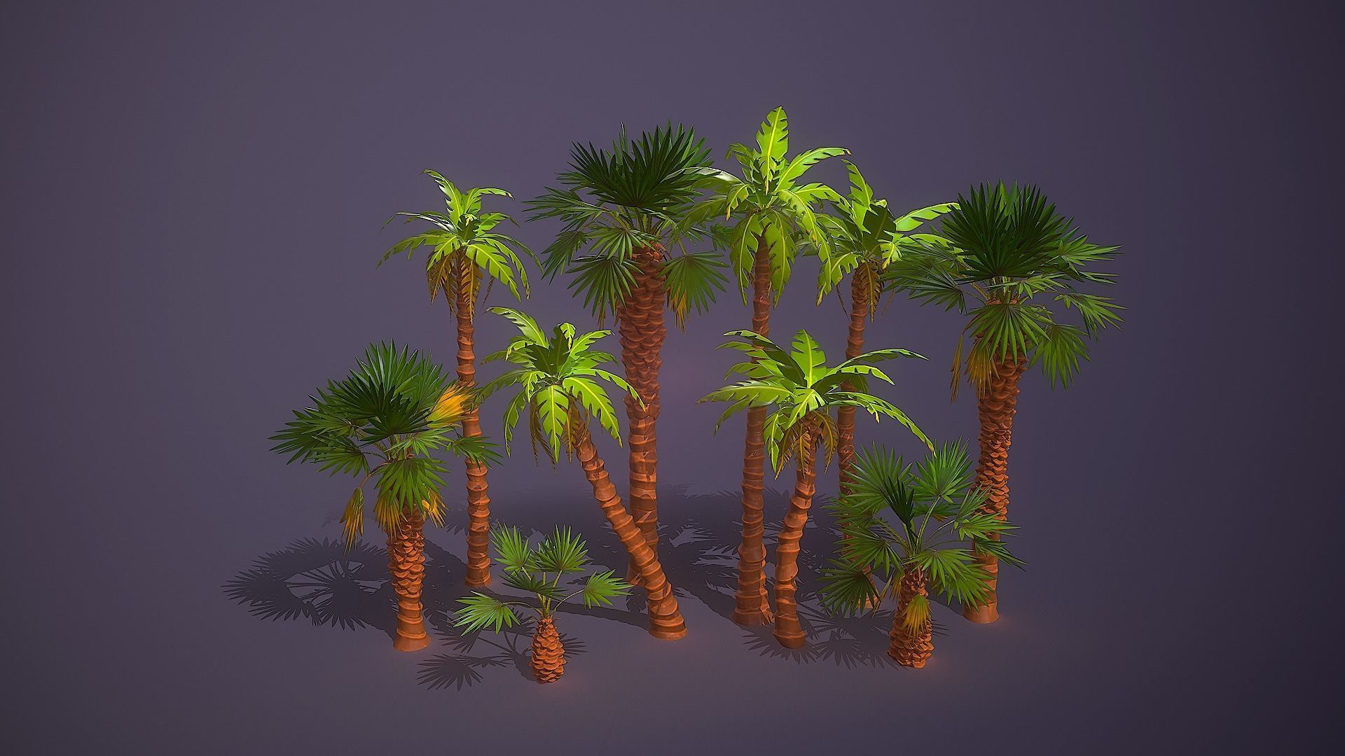3D model Stylized Palm Trees Pack VR / AR / low-poly | CGTrader